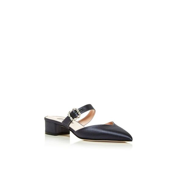 SJP | Shoes | Sjp Womens Navy Satin Zizi Pointed Toe Block Heel Heeled ...